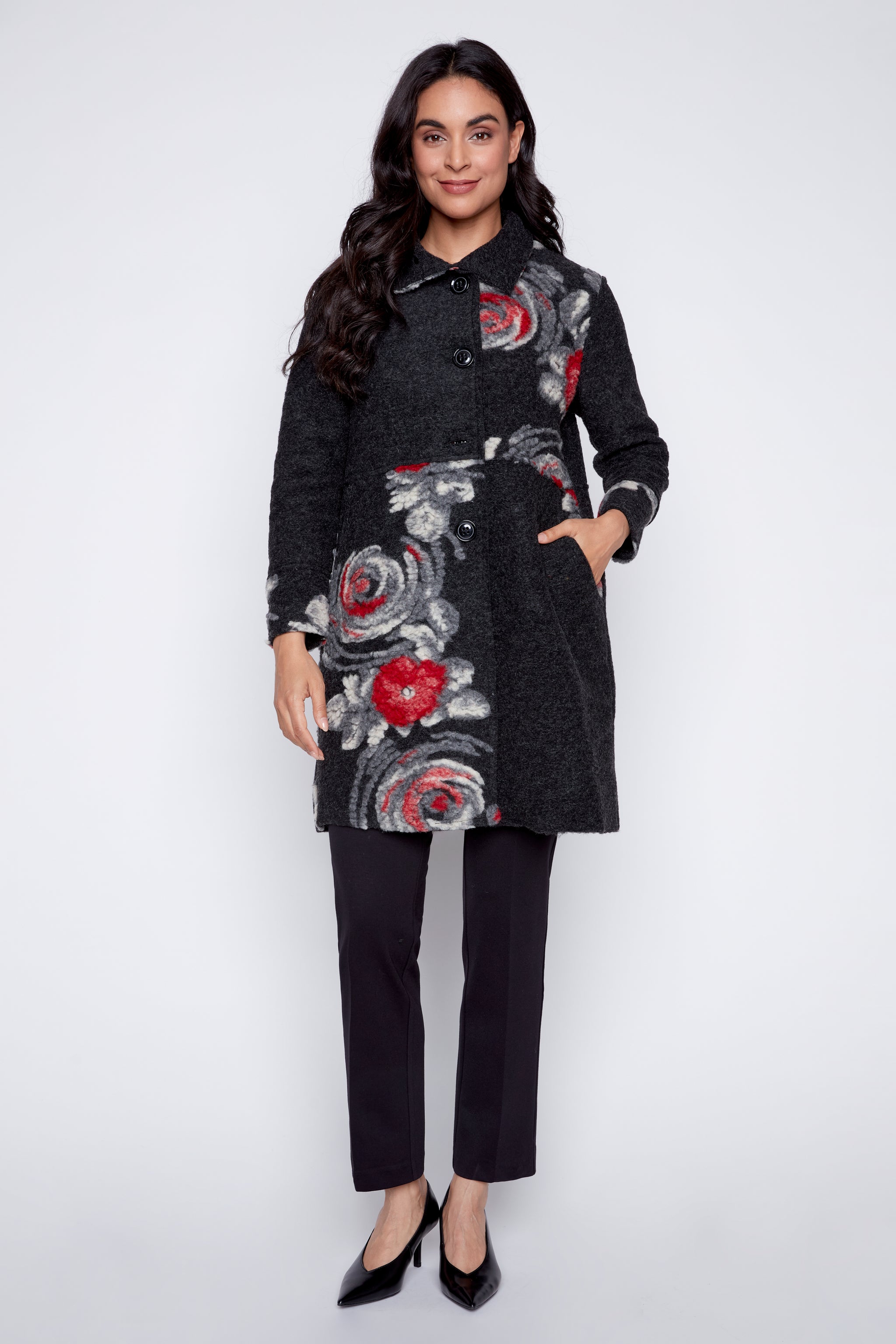 Embroidered boiled wool jacket